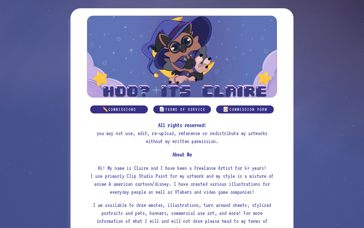 Hoo? Its Claire Commissions